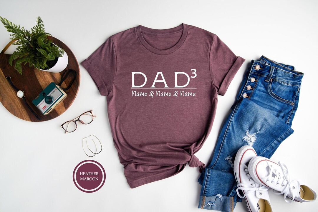 Dad 3 Custom T-shirt, Dad Cube Shirt, Father of 3, Proud Dad, Dad Shirt ...