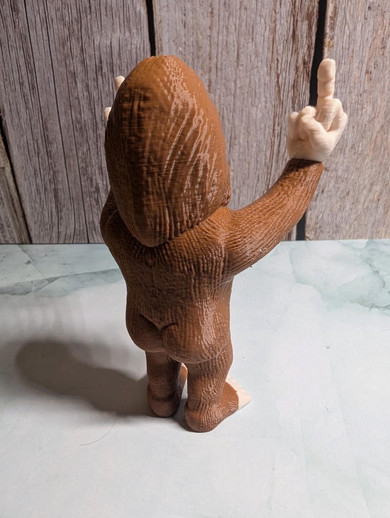 Cheeky Bigfoot Figurine - 3D Printed Sasquatch With Attitude, Middle ...