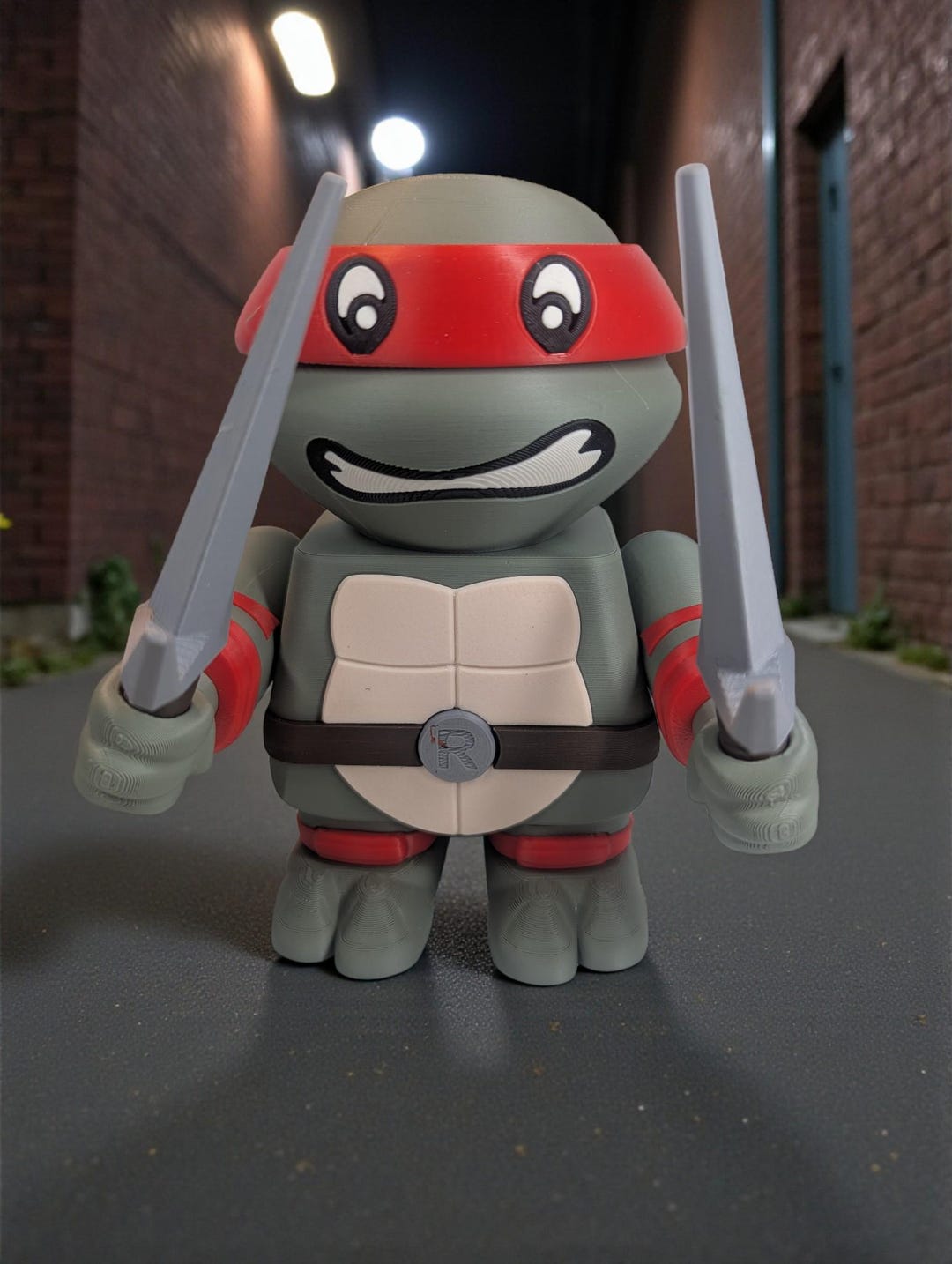 Raphael-inspired 3D Printed Turtle Figure – Red Bandana, Dual Sais ...