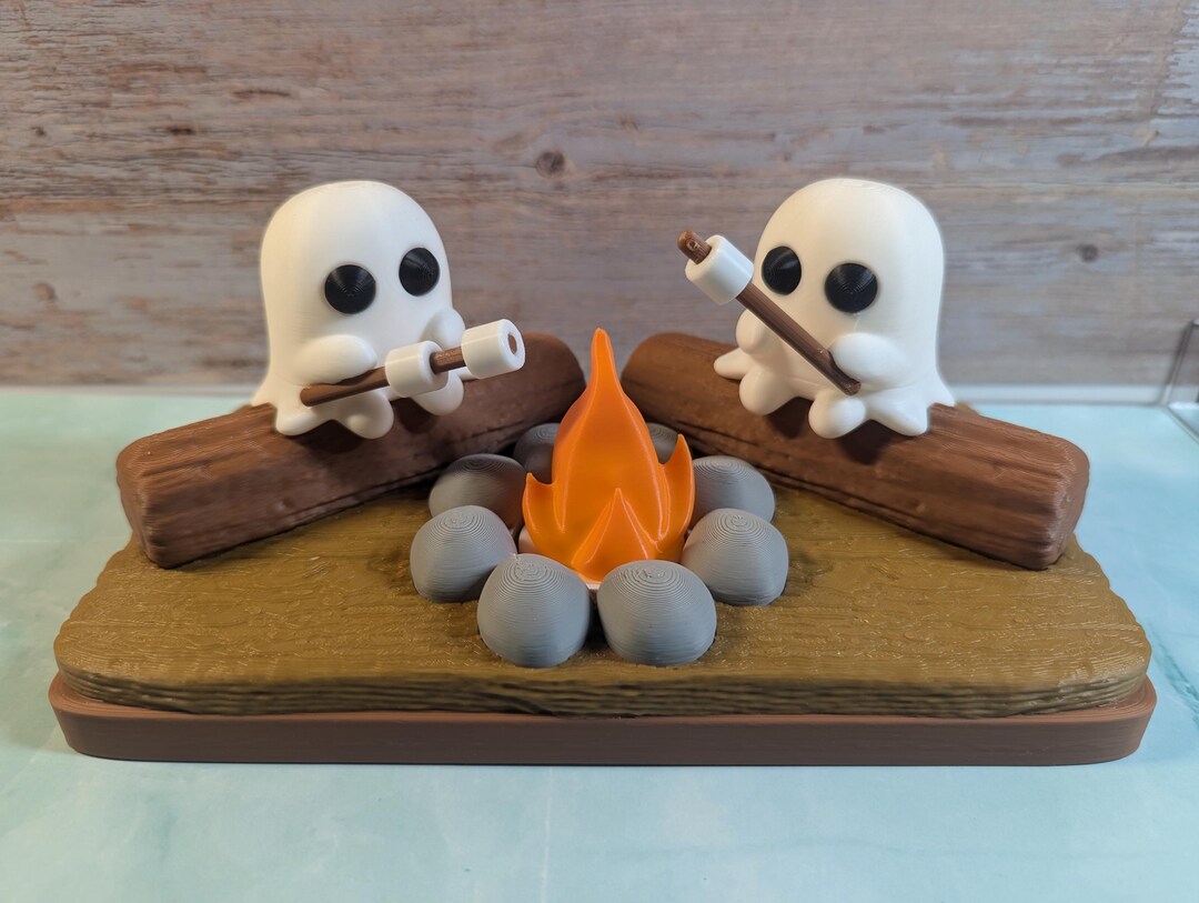 Ghost Campfire Scene With Marshmallows, Halloween Decor, Ghost Campfire ...