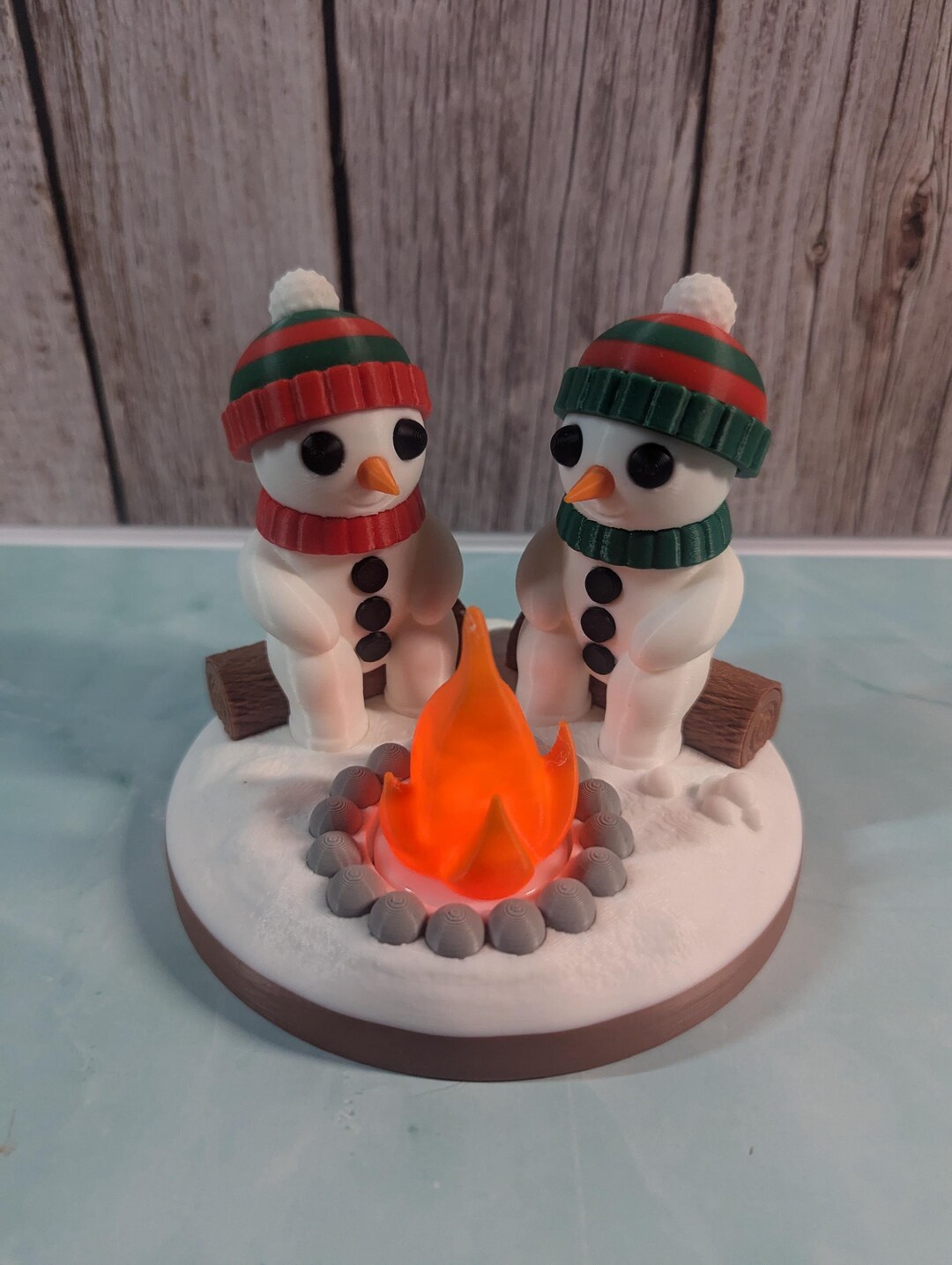 3D Printed Snowman Campfire Scene: Light-up Winter Decor - Etsy