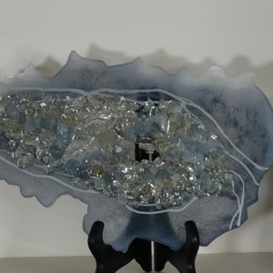 Blue Broken Geode Art. Unique Art. Tabletop Art. Birthday - Etsy