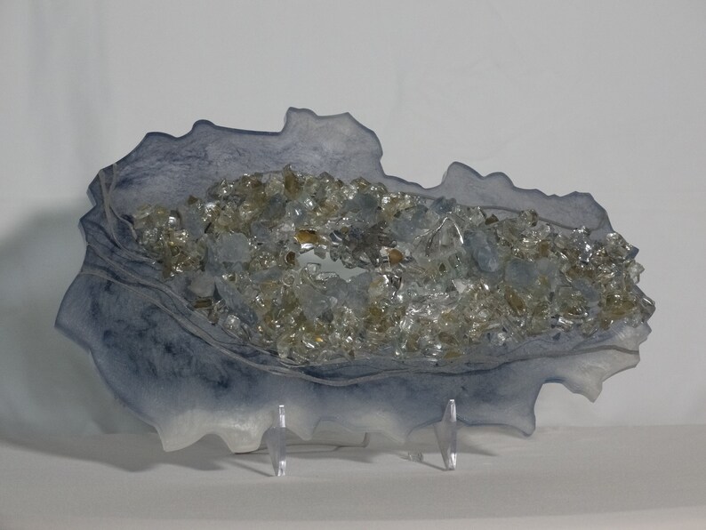 Blue Broken Geode Art. Unique Art. Tabletop Art. Birthday - Etsy