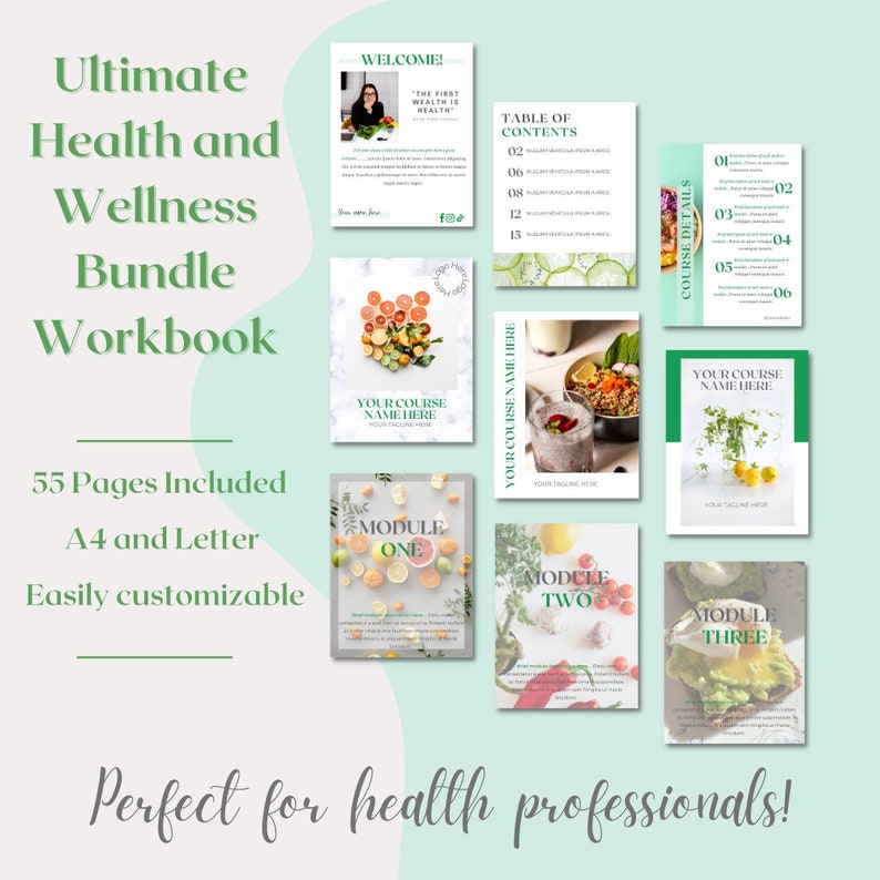 Workbook Template, Health and Wellness Coaches, Canva Template, Instant ...