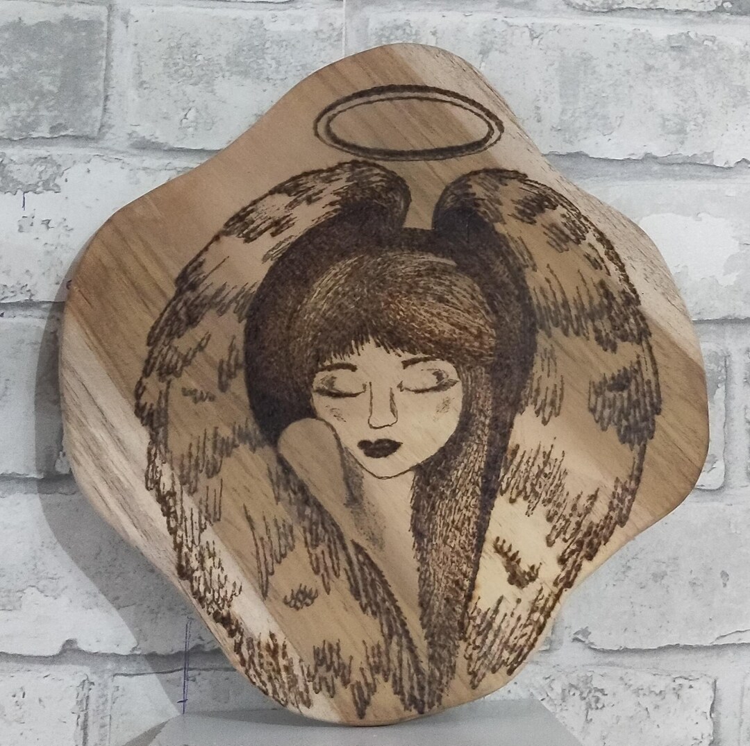 Angel, Wall Decoration, Wood, Pyrography, Handmade, Single Copy ...