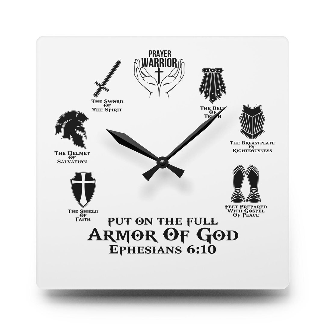 Armor of God Acrylic Wall Clock Ephesians Belt Breastplate Shoes Shield ...