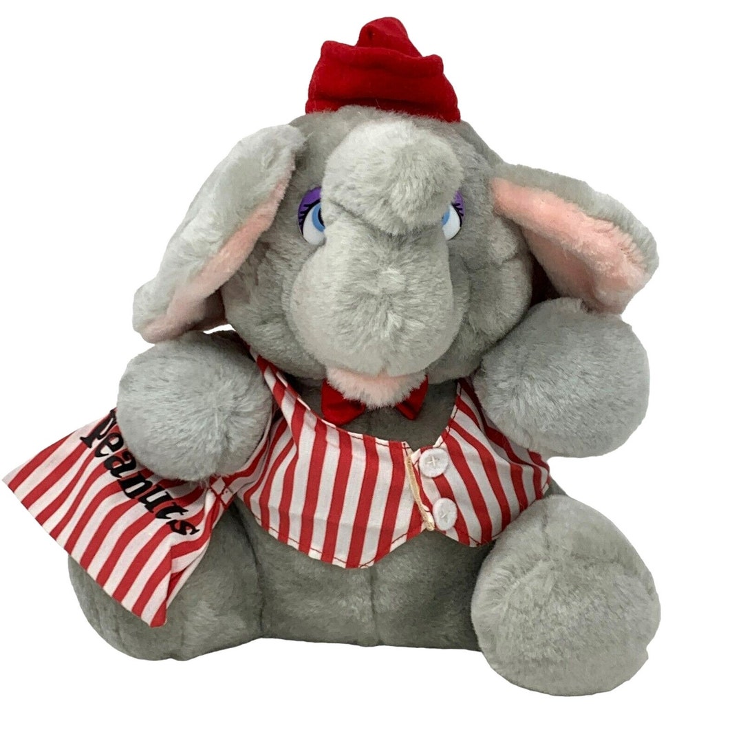 DAKIN Circus Elephant Peanuts Bag Gray 9 Plush 1987 Vintage RARE Korea ...
