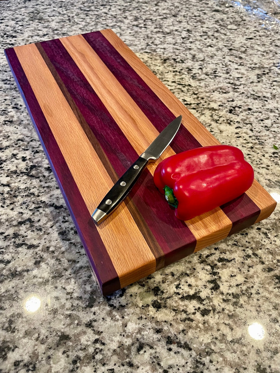 Handmade Exotic Wood Cutting Board: Purple Heart, Red Oak, Walnut ...