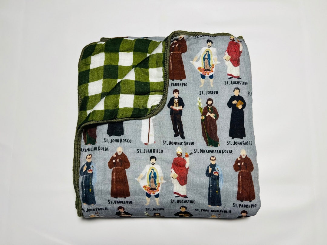 Catholic Saints Quilt Bamboo and Cotton 8 Layer Muslin Blanket Catholic ...