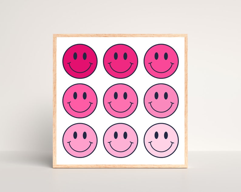 Pink Smiley Digital Art - Etsy