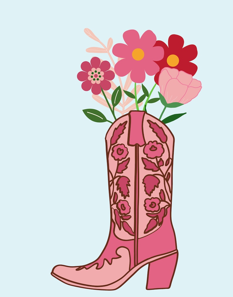 Cowgirl Boot Vase Digital Art - Etsy