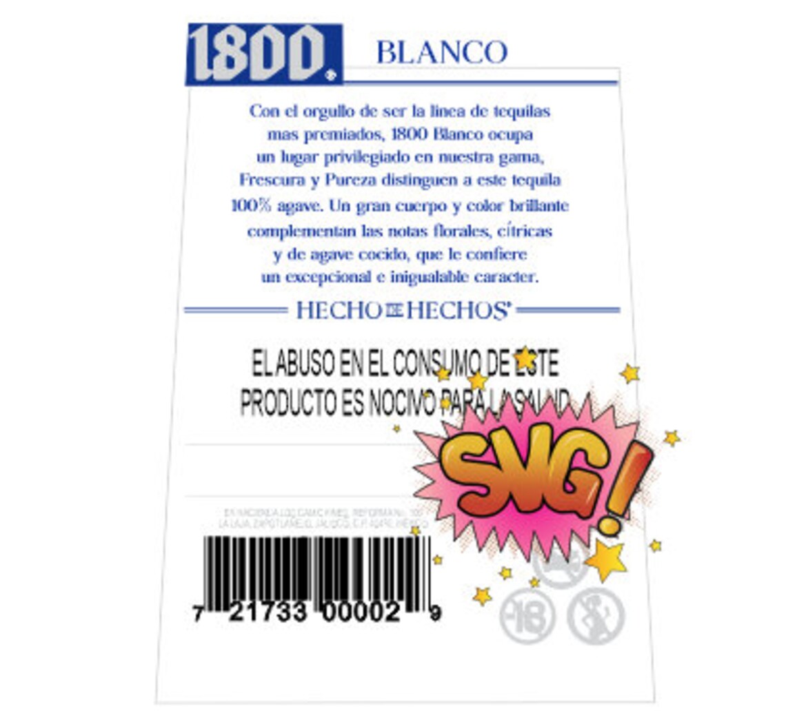 Tequila 1800 SILVER Digital Label Files, Ready to Download, SVG, JPG ...