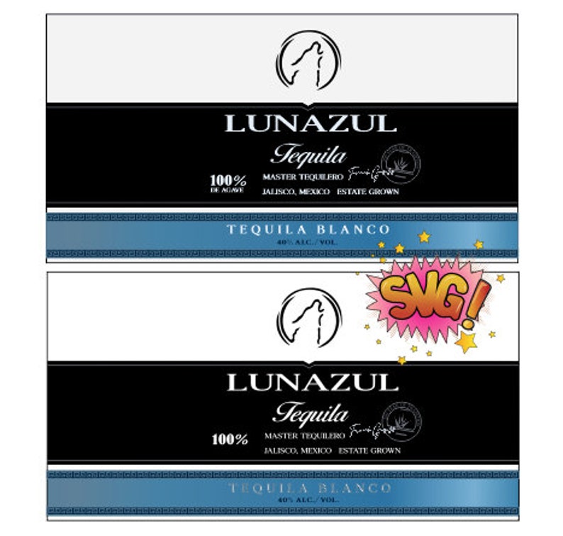 Tequila Luna Azul Label Files for Bottle or Cakes, Gifts, 300dpi, SVG ...