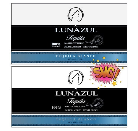Tequila Luna Azul Label Files for Bottle or Cakes, Gifts, 300dpi, SVG ...