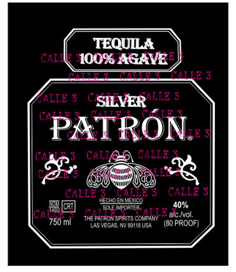 Digital Tequila Patron Label in SVG, All Curves, Layers, to Sublimate ...