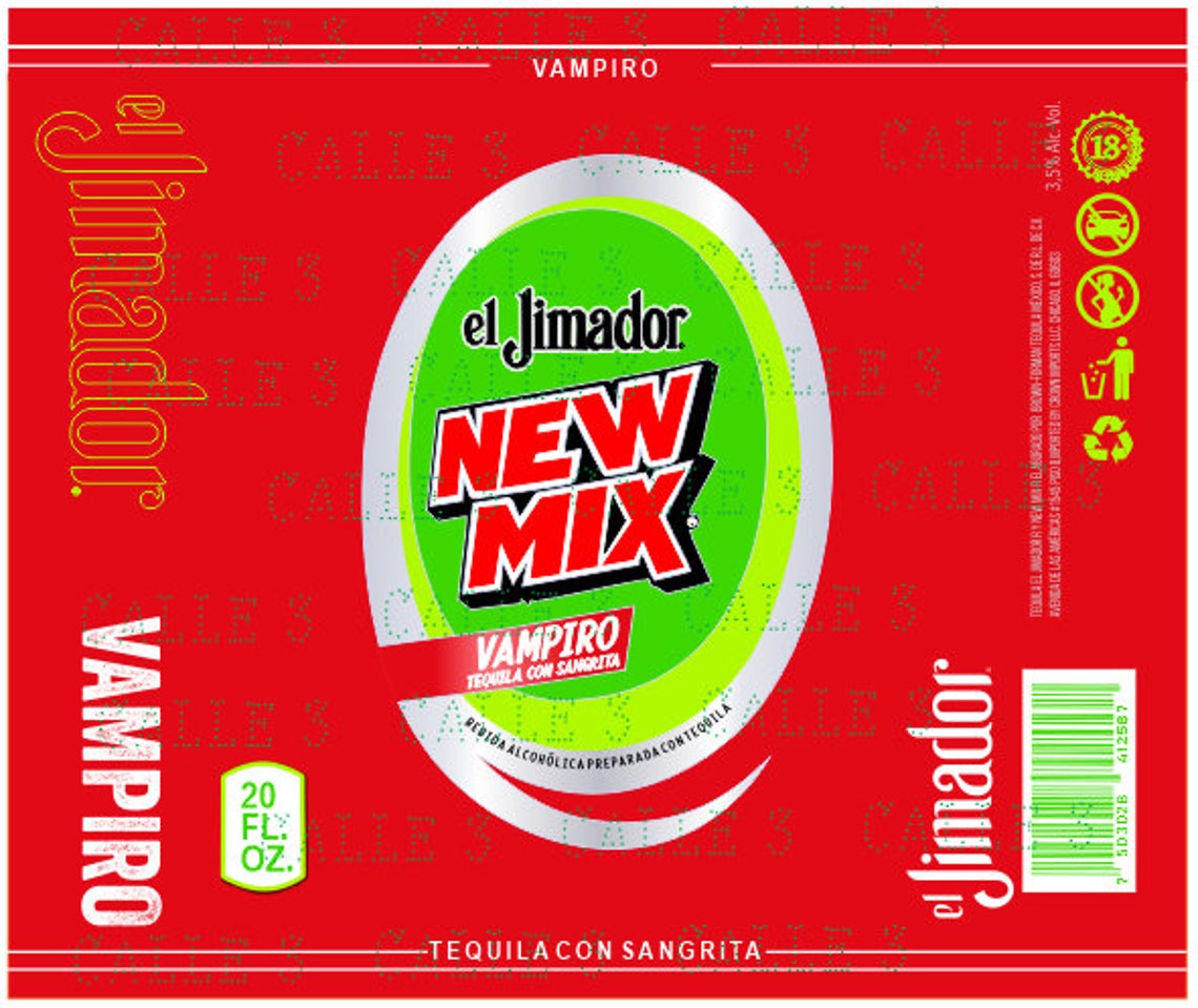 New Mix Vampiro With Tequila Jimador, Digital Label File for Tumbler ...