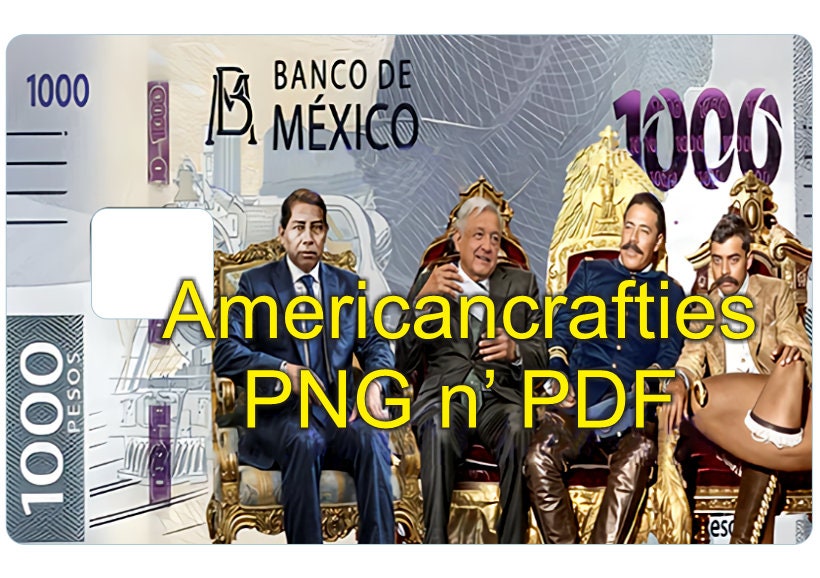 Credit N Debit Card Skin Template, Card Cover, Mexican 1000 Pesos and ...