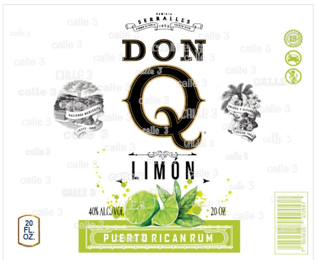 Don Q Lime (limón) Rum Digital Label PNG and JPG for 20 Oz Skinny ...