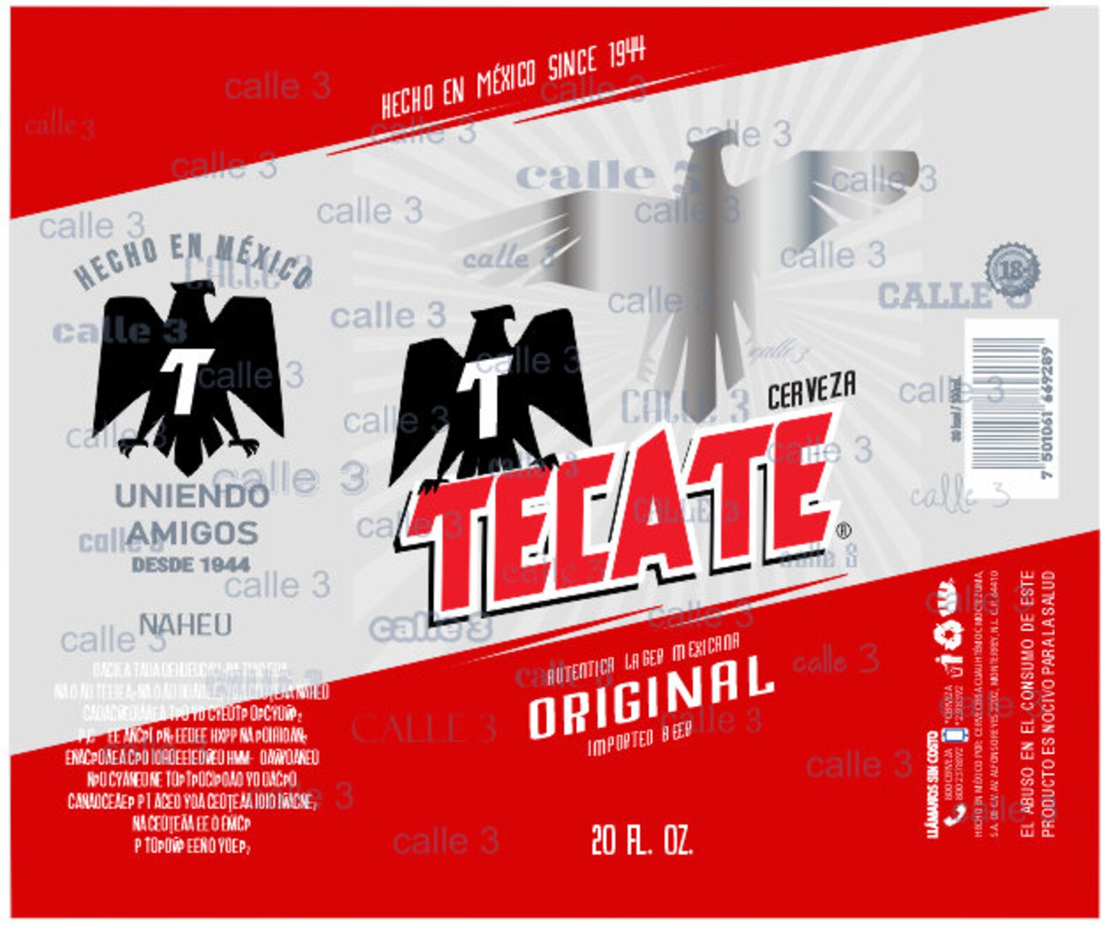 Tecate Red Classic Beer Label File for Skinny Tumbler Straight 20 Oz ...
