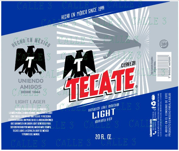 Tecate Light Label Digital in PNG and JPG, ready for skinny tumbler 20 ...