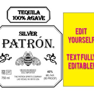 DIY Patron Tequila Label 375 Ml Fully Customizable PDF, Change All the ...