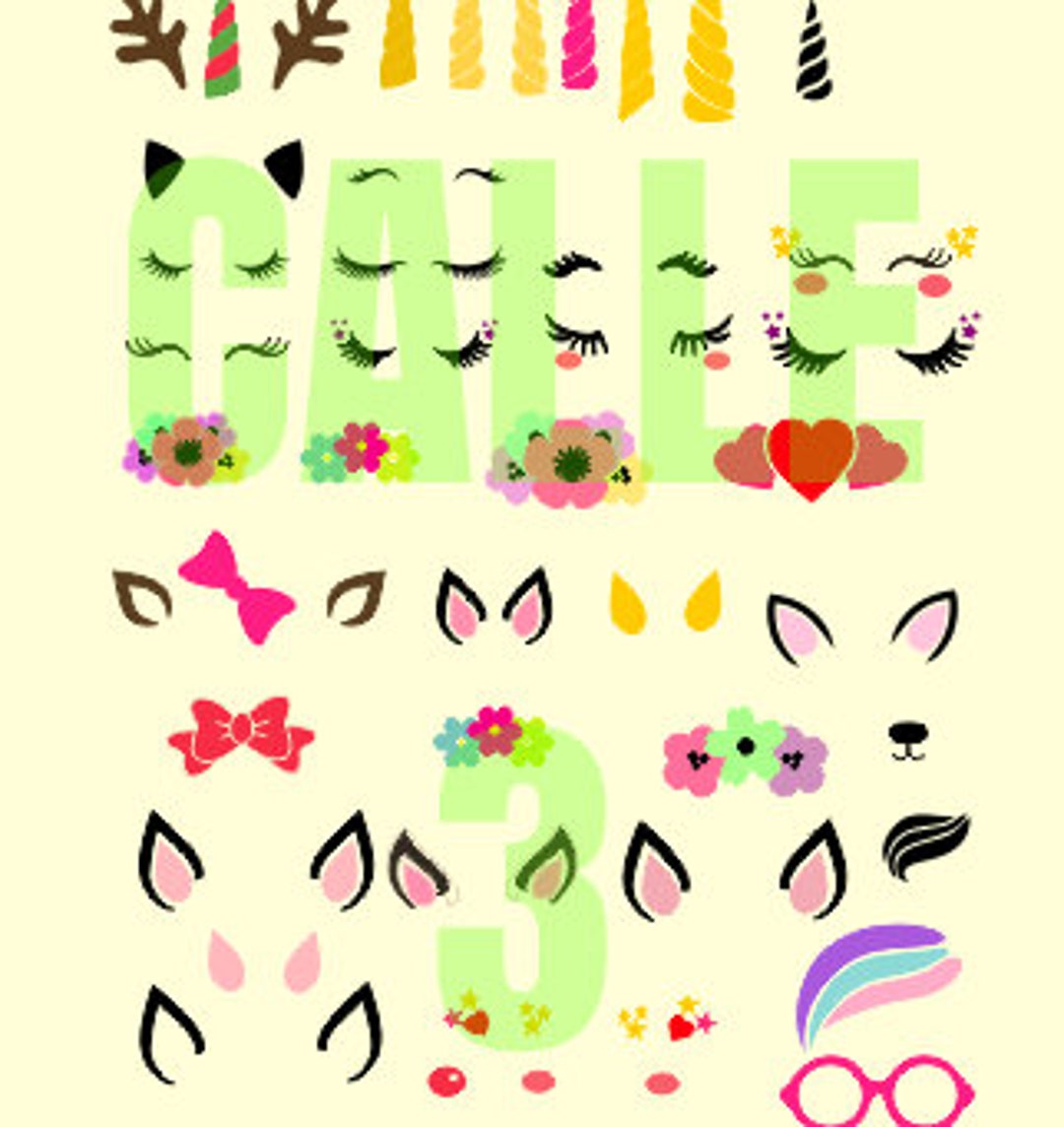 Unicorn Heads, Make Your Own, DIY, Full SVG Curves, PDF, High Quality ...