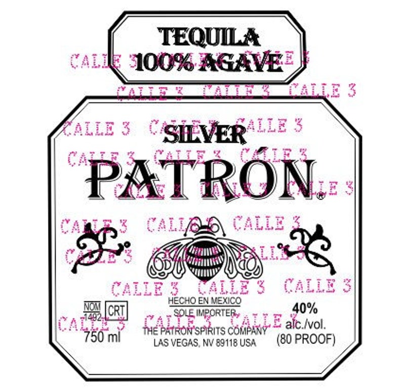 Digital Tequila Patron Label in SVG, All Curves, Layers, to Sublimate ...