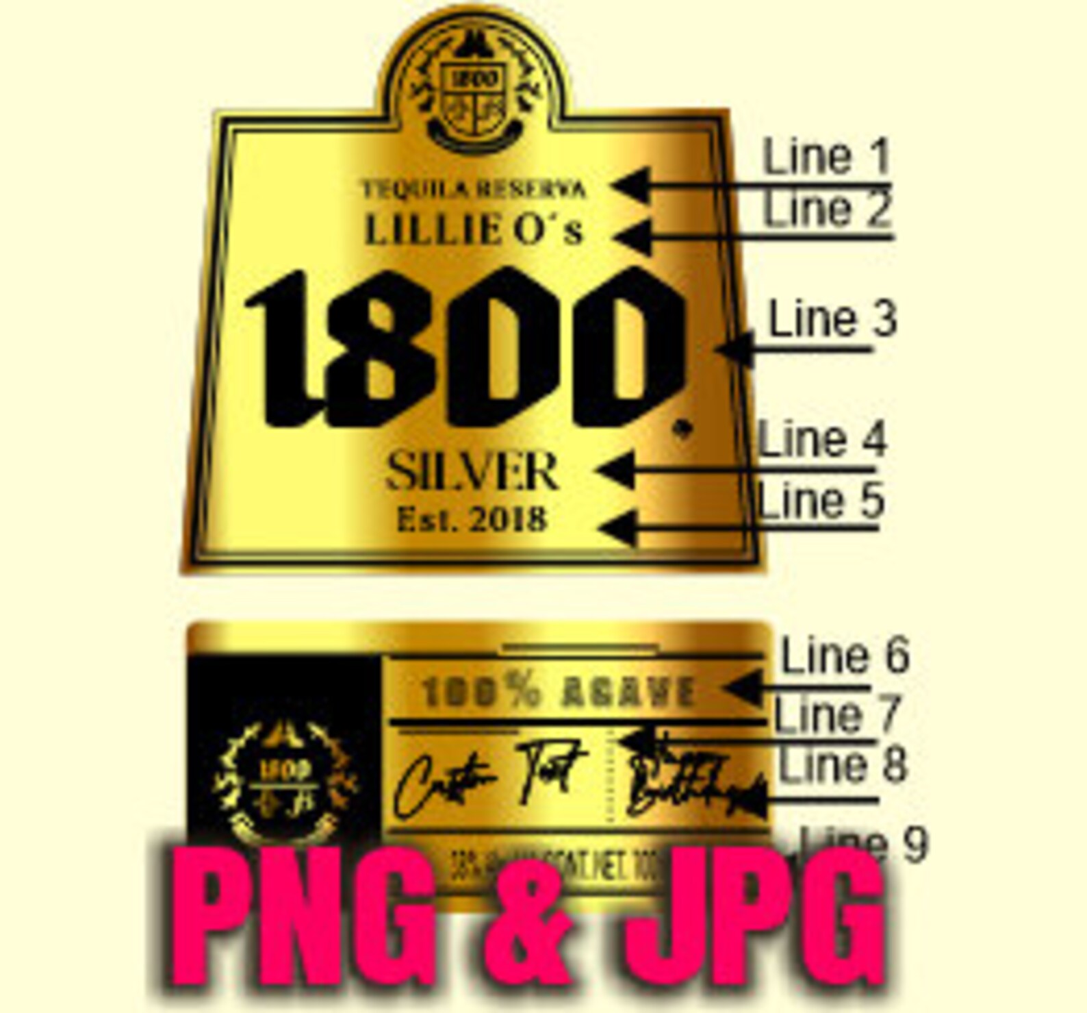 Tequila 1800 GOLD Label Files, PNG and JPG, Surprise Your Friends at ...