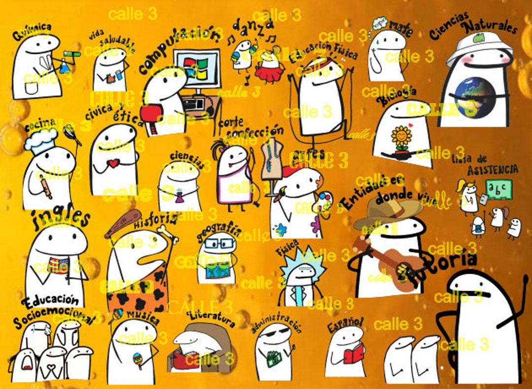 Deformitos/flork School Labels for Subjects in SPANISH, PNG Files With ...