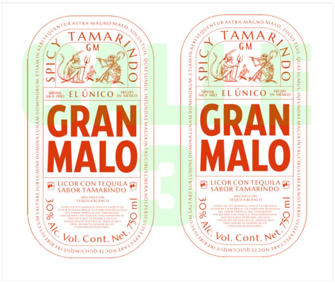 Tequila Gran Malo, Digital Label for 20 Oz Tumbler and Single, PNG File ...