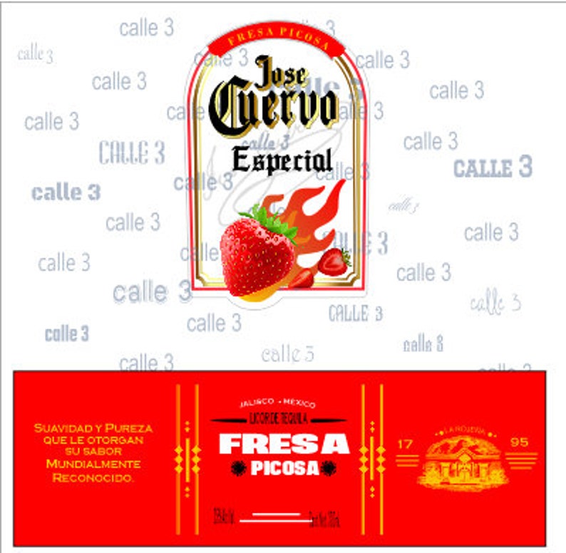 Tequila Jose Cuervo Especial Strawberry Digital Label File for Bottle ...
