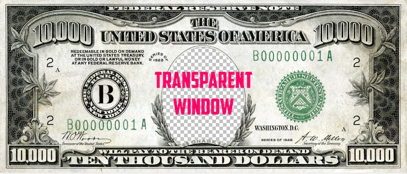 Customizable 10 Thousand Dollar Bill, Put Your Own Image, It Has a ...