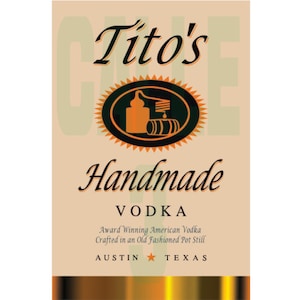 Vodka Tito's Label Digital File in JPG Single and for 20 Oz Skinny ...