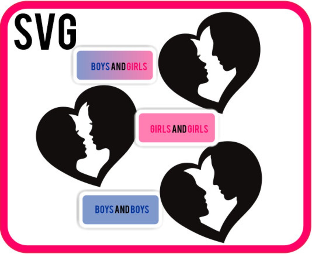 Love Faces in Heart, SVG, PNG and PDF, Boys and Girls, Girls and Girls ...