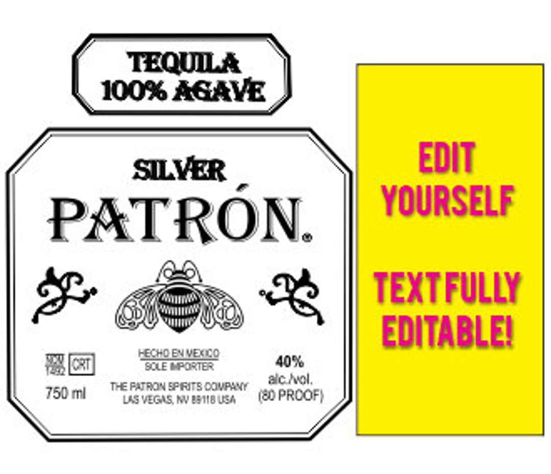 DIY Patron Tequila Label Customizable Fully Customizable PDF - Etsy