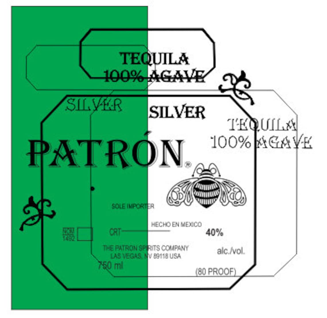 Digital Tequila Patron Label in SVG, All Curves, Layers, to Sublimate ...