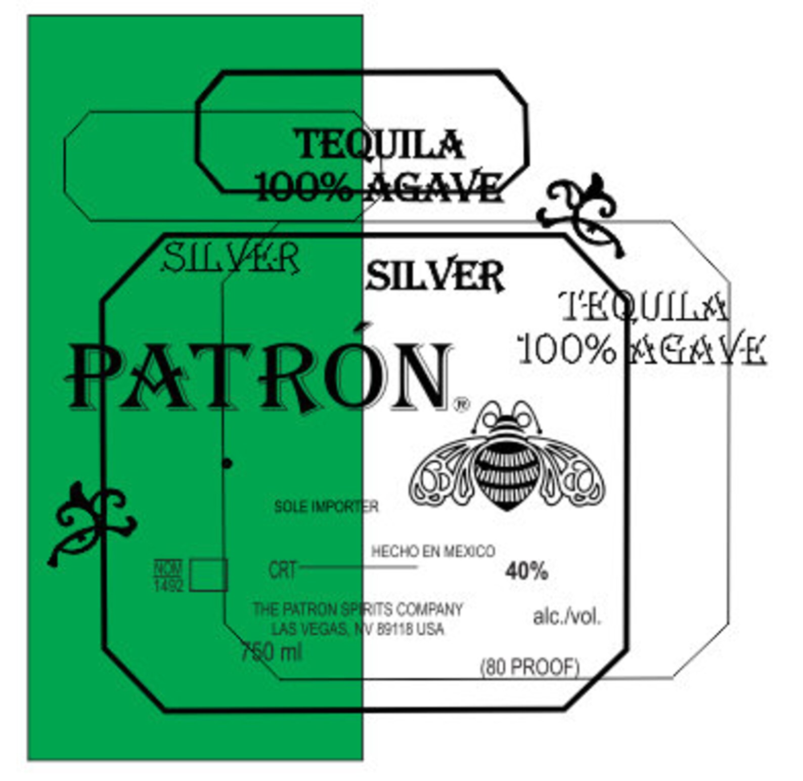 Digital Tequila Patron Label in SVG, All Curves, Layers, to Sublimate ...