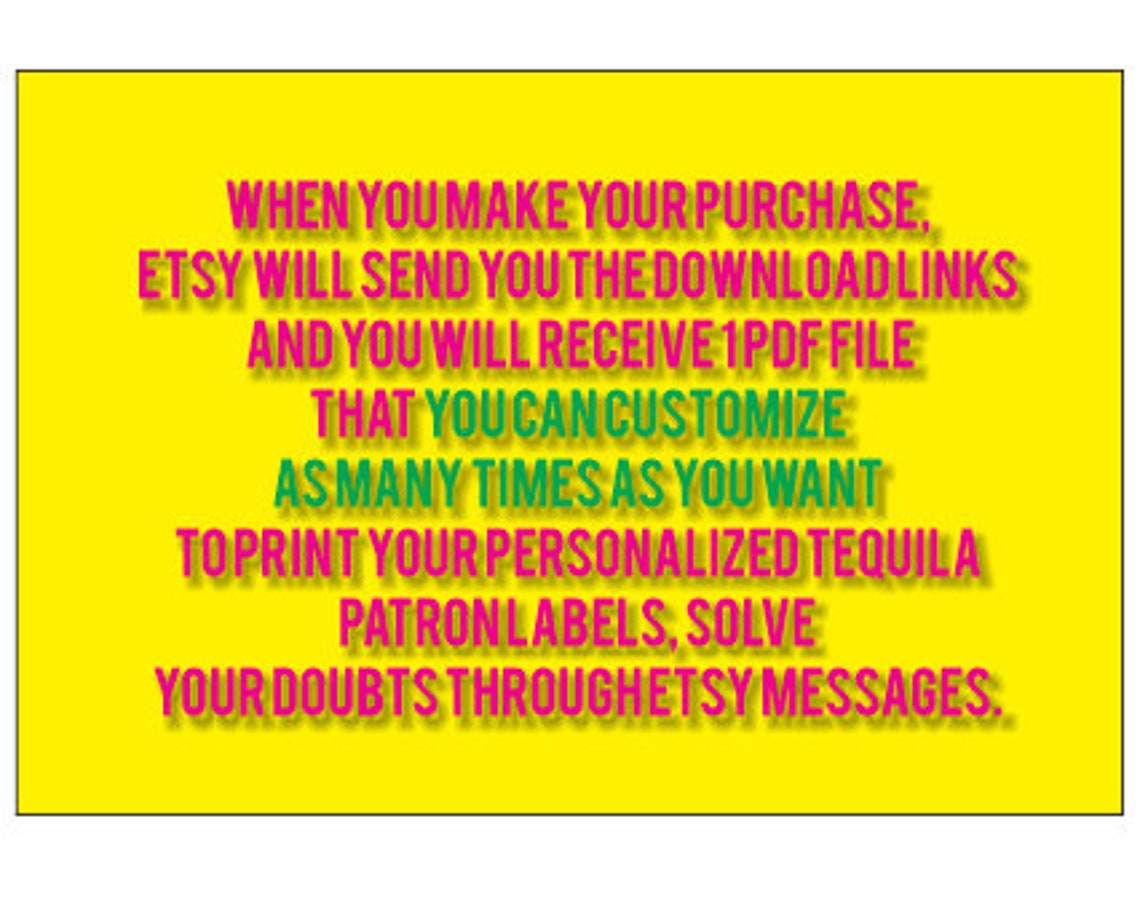DIY Patron Tequila Label Customizable PINK Version, Fully Customizable ...