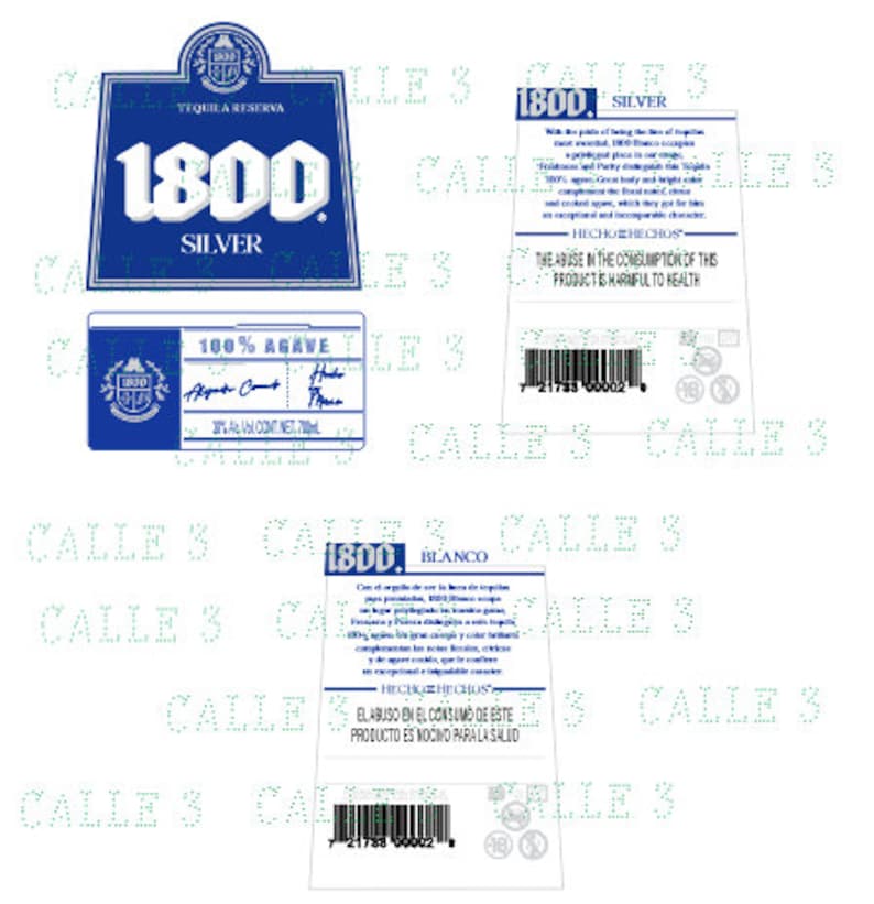 Tequila 1800 SILVER Digital Label Files, Ready to Download, SVG, JPG ...