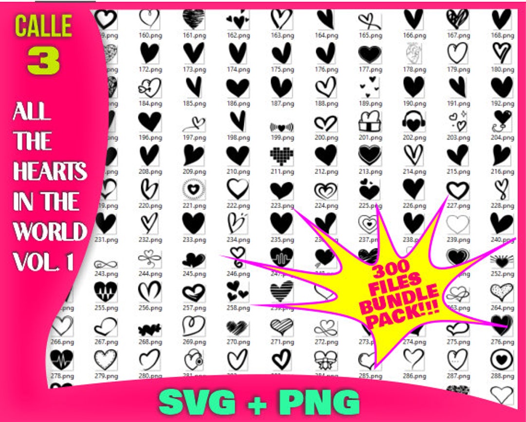 All the Hearts in the World Vol 1. 300 Digital Files Bundle Pack SVG ...