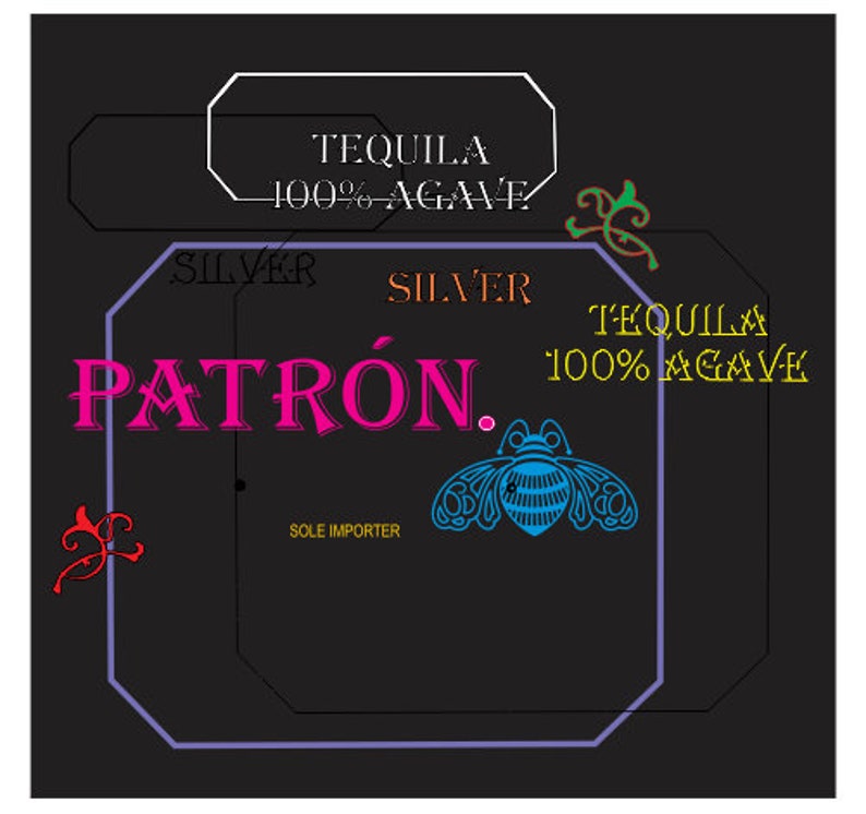Digital Tequila Patron Label in SVG, All Curves, Layers, to Sublimate ...