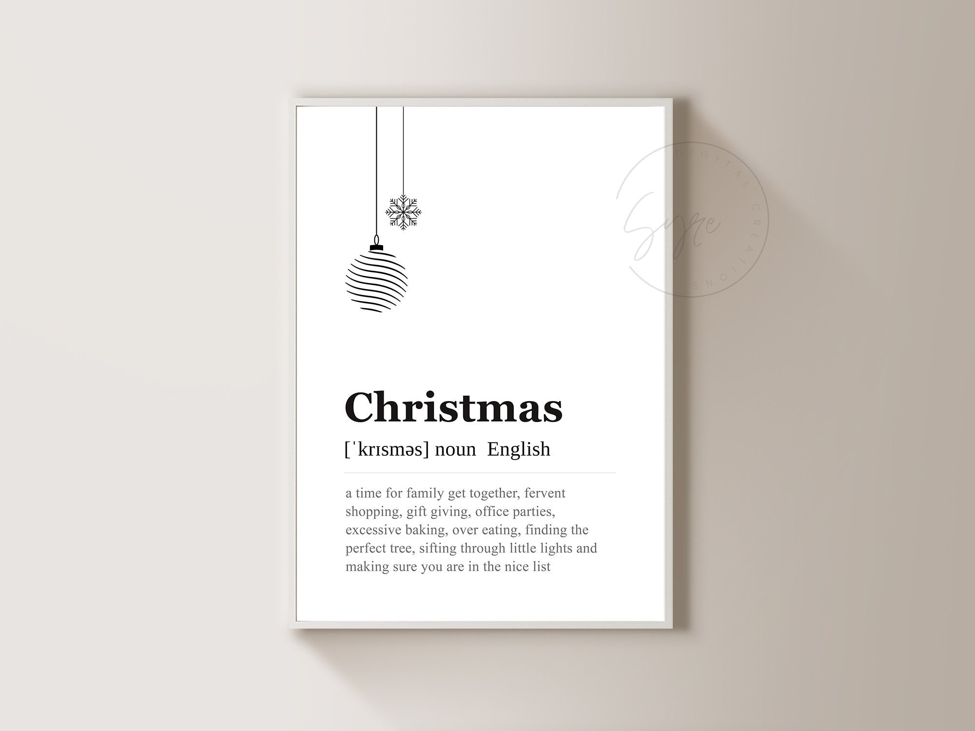 Christmas Definition Print, christmas printable wall art, christmas ...
