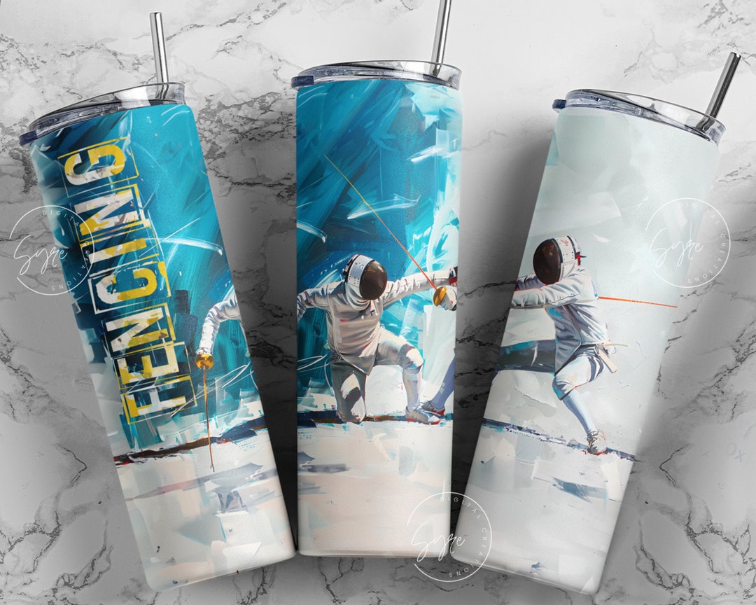 Fencing 20 Oz Skinny Tumbler Png, Fencing Tumbler Wrap Png, Sports ...