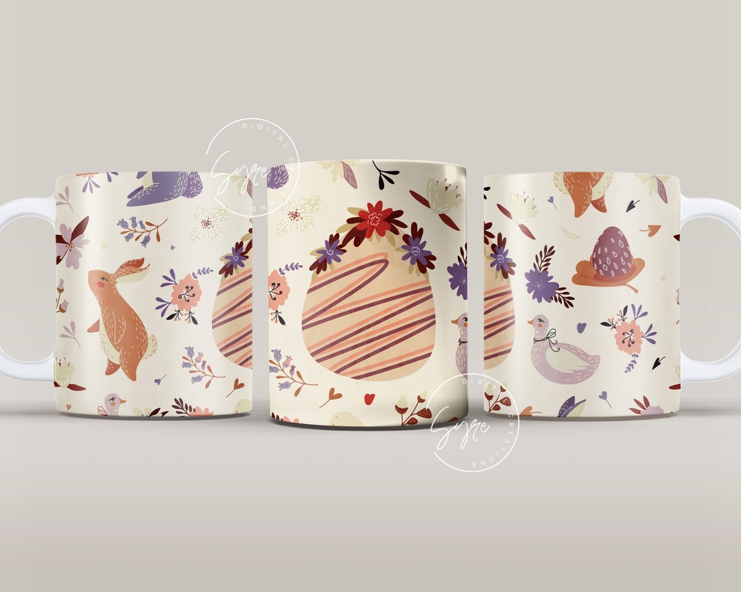 Easter Mug Design, Easter Egg Mug Wrap, Bunny Easter Eggs Coffee Mug ...