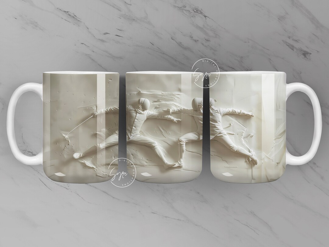 3D Fencing Mug Wrap Png, Sports Sublimation Design, Fencing Cup, Gifts ...