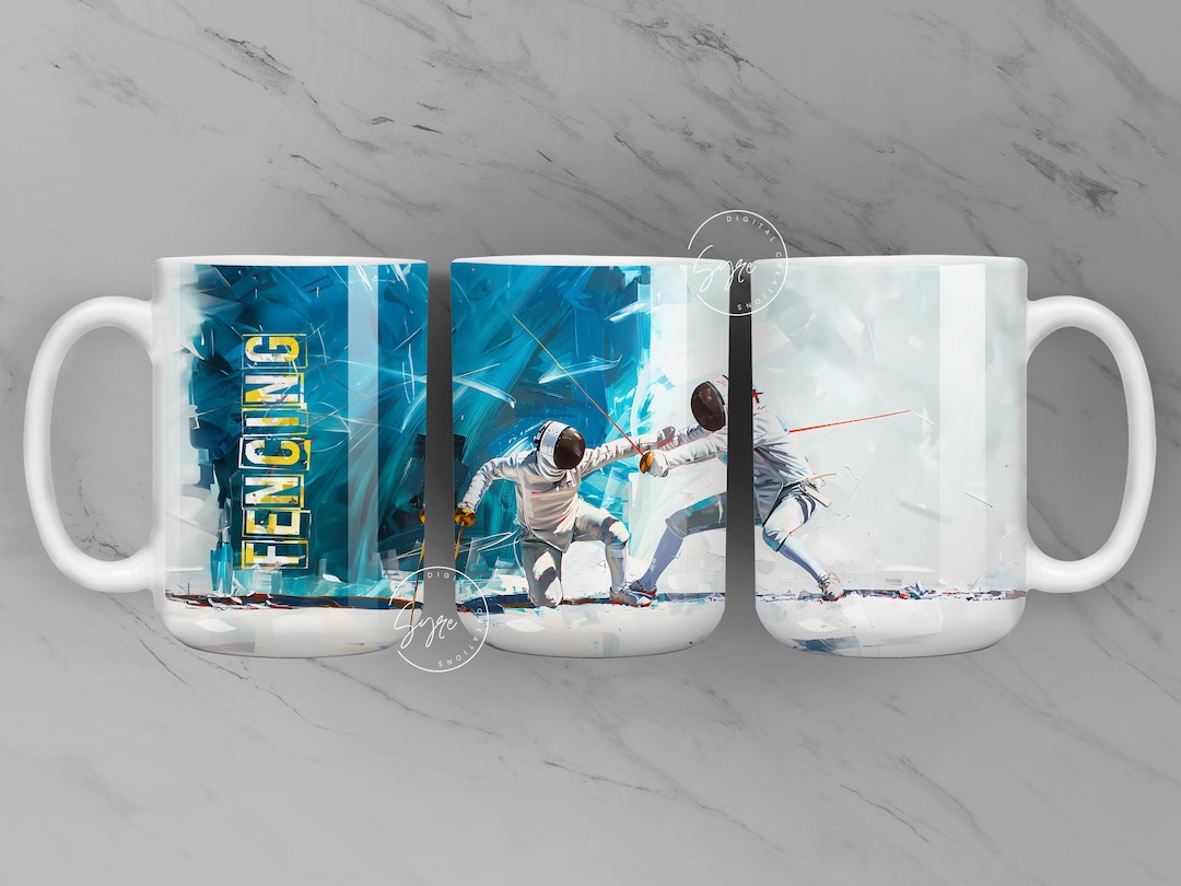 Fencing Mug Wrap Png, Sports Sublimation Design, Fencing Cup, Gifts for ...