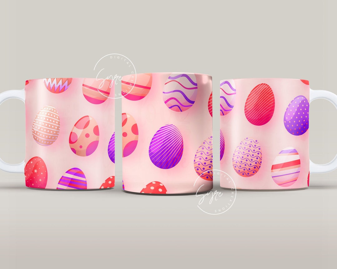 Easter Mug Design, Easter Egg Mug Wrap, Colourful Easter Eggs Coffee ...
