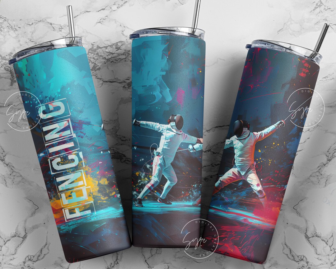 Fencing 20 Oz Skinny Tumbler Png, Fencing Tumbler Wrap Png, Sports ...