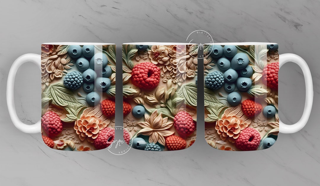 3D Fruits Mug 3D Flower Mug Berries Design Wedding Mug - Etsy