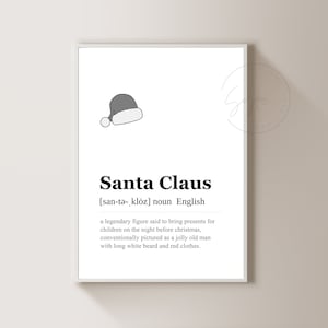 Christmas Wall Art Printable, Santa Clause Definition, Christmas ...